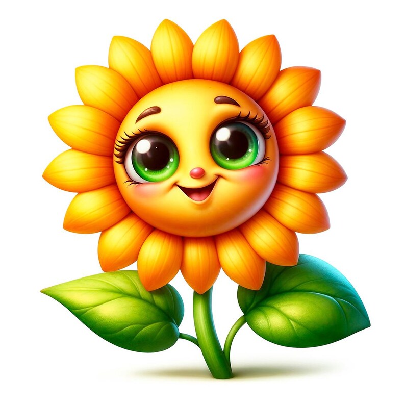 Smiling Sunflower, 10 High-quality JPG Included, Cute Sunflower Clipart ...