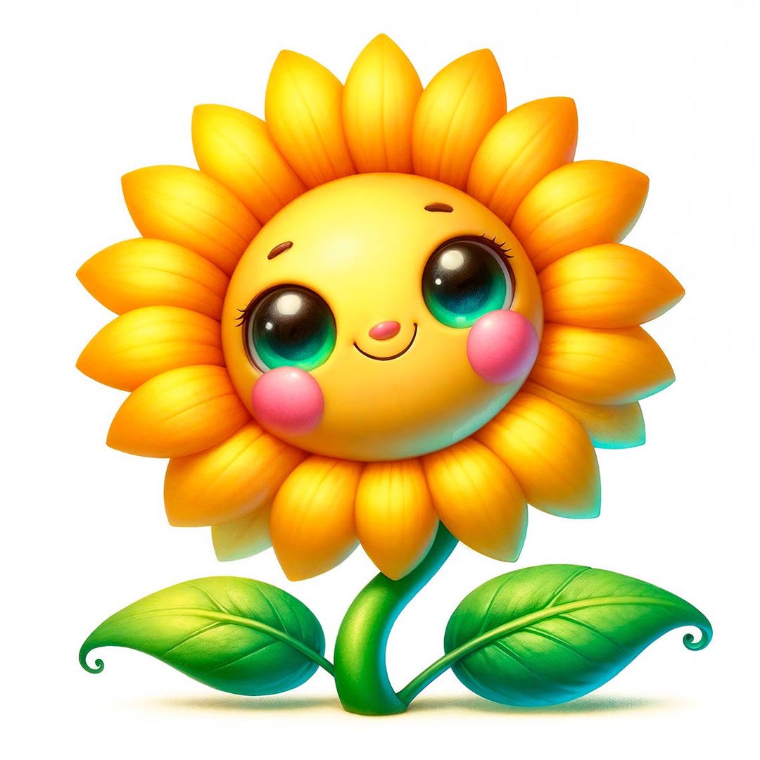 Smiling Sunflower, 10 High-quality JPG Included, Cute Sunflower Clipart ...