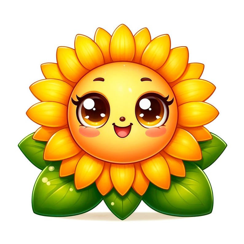 Smiling Sunflower, 10 High-quality JPG Included, Cute Sunflower Clipart ...
