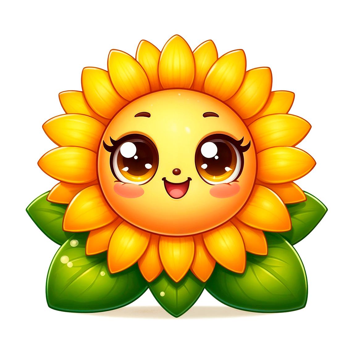 Smiling Sunflower, 10 High-quality JPG Included, Cute Sunflower Clipart ...