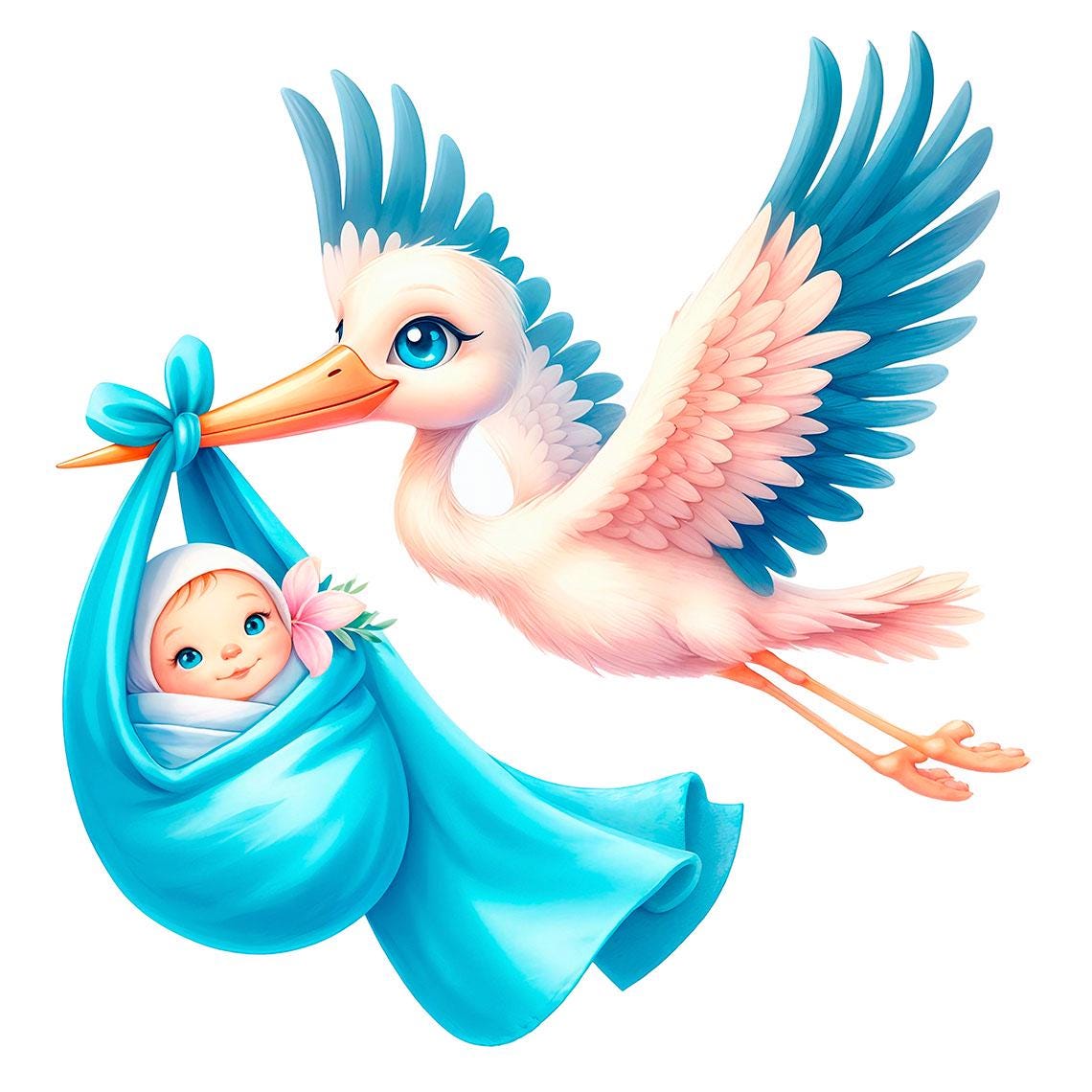 Stork Boy Clipart 10 High Quality JPG Images Baby Boy Birth Kit Baby ...