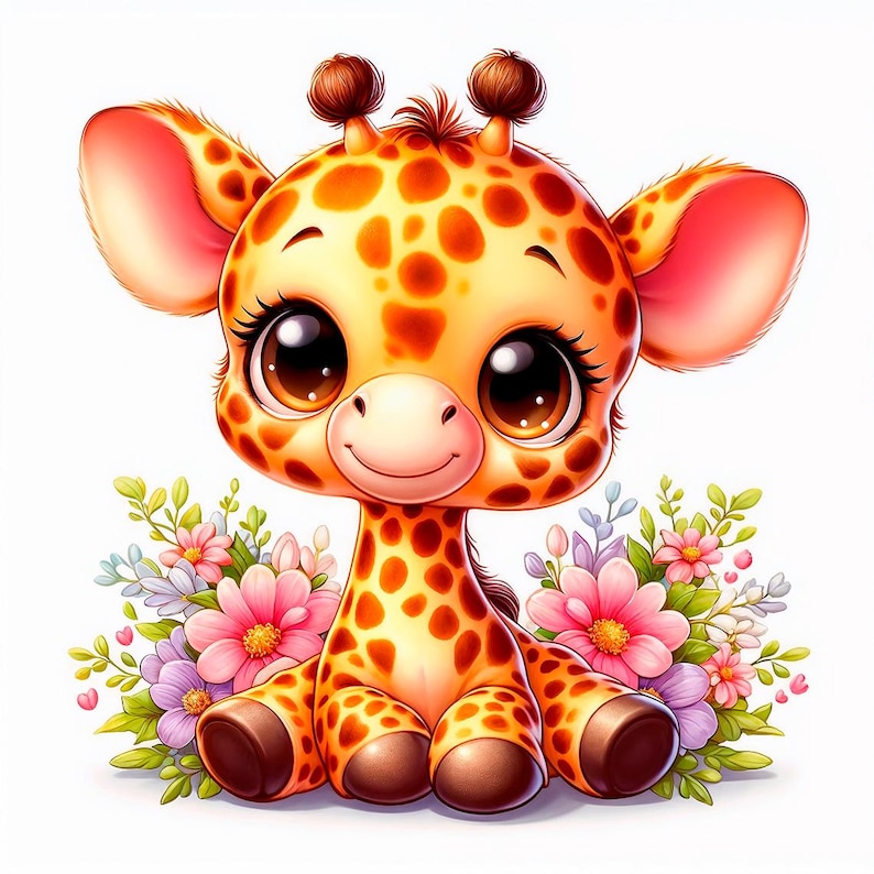 Watercolor Cute Giraffes Clipart, 12 High-quality Jpg, Cute Baby ...