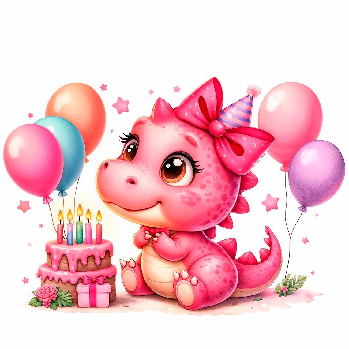 Cute Dinosaur Clipart, 10 High-quality JPG, Birthday Party Clipart ...