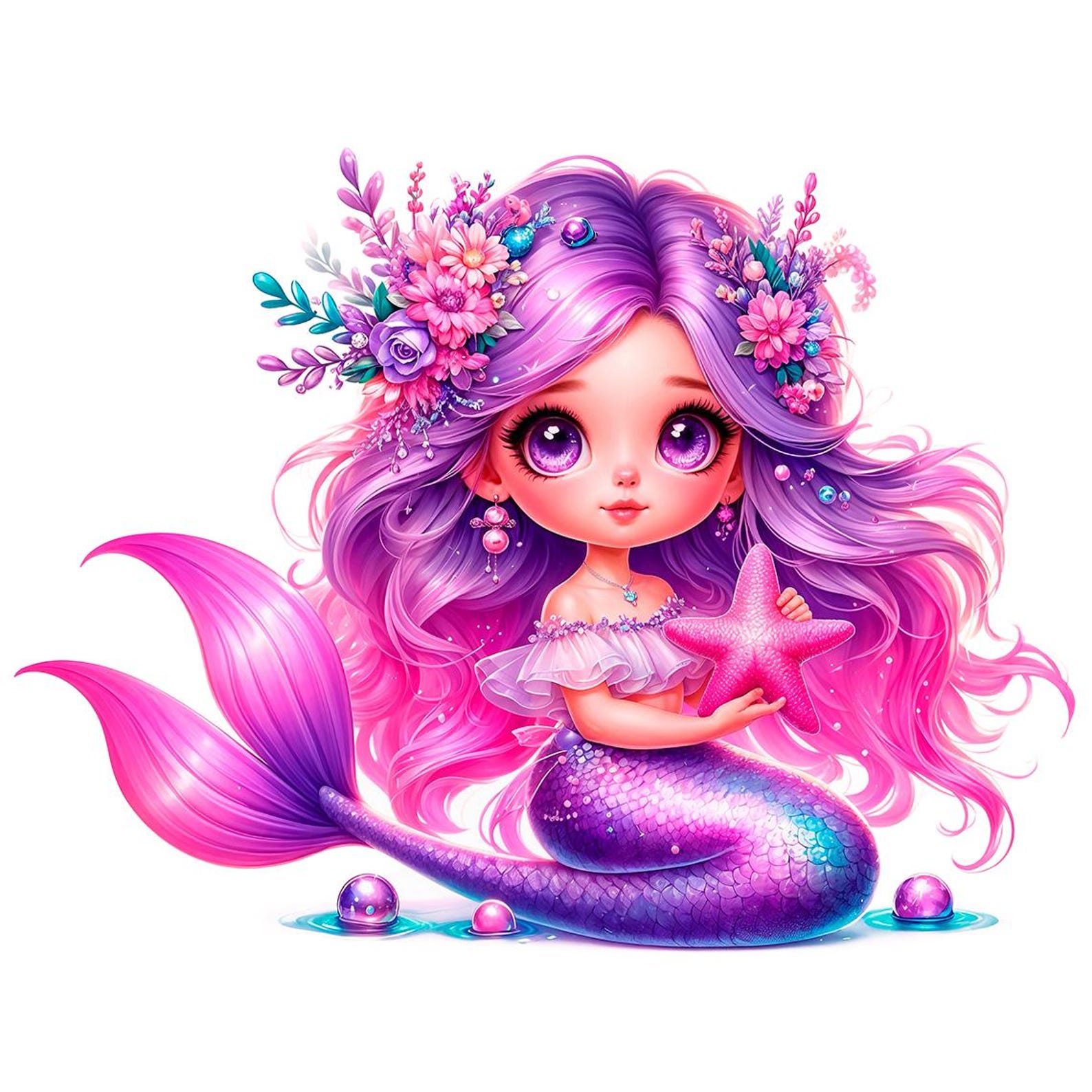 Cute Mermaid Clipart 10 High-quality JPG, Magical Cute Mermaid Clipart ...