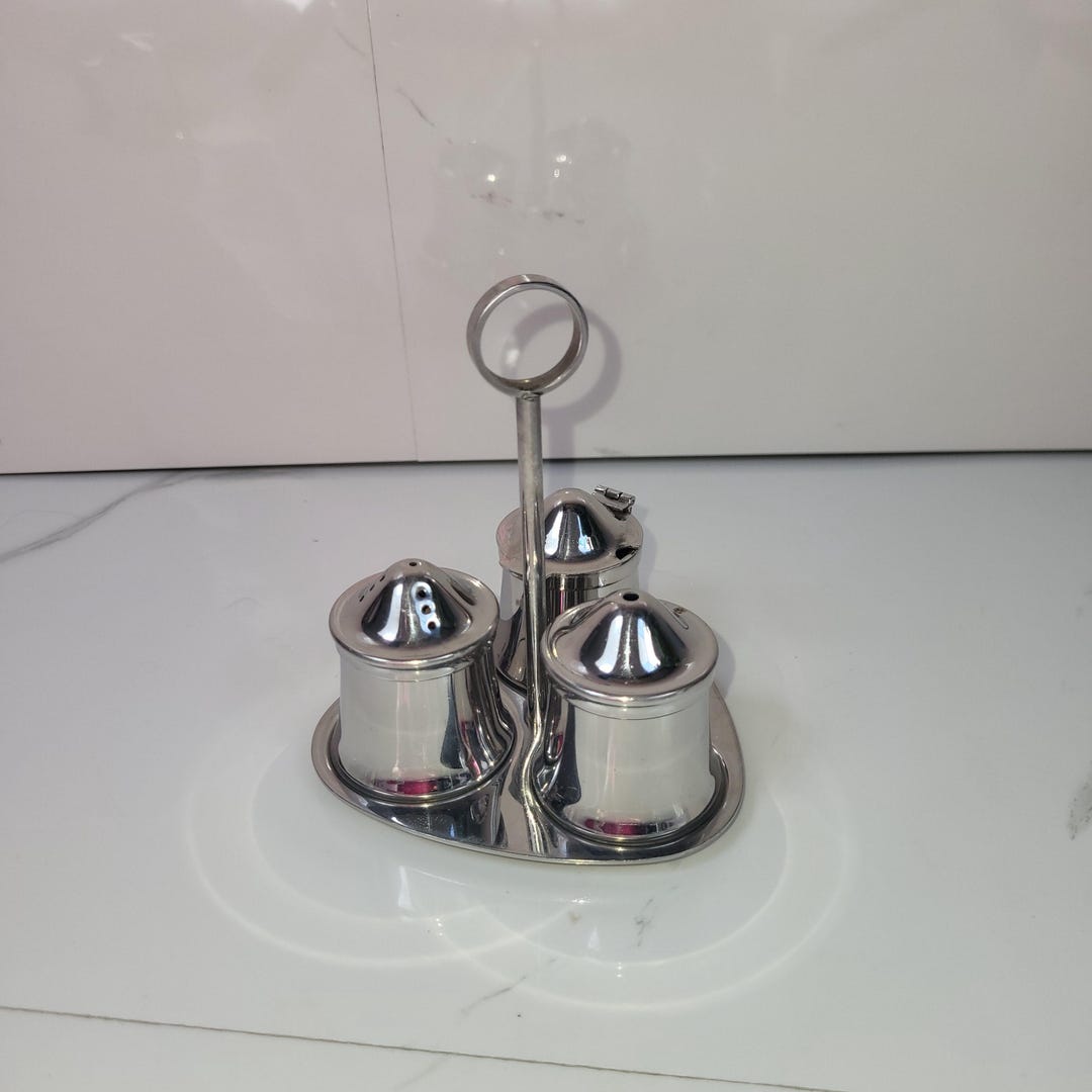 Stainless Steel Cruet Set by Old Hall | Mid-century Salt, Pepper ...
