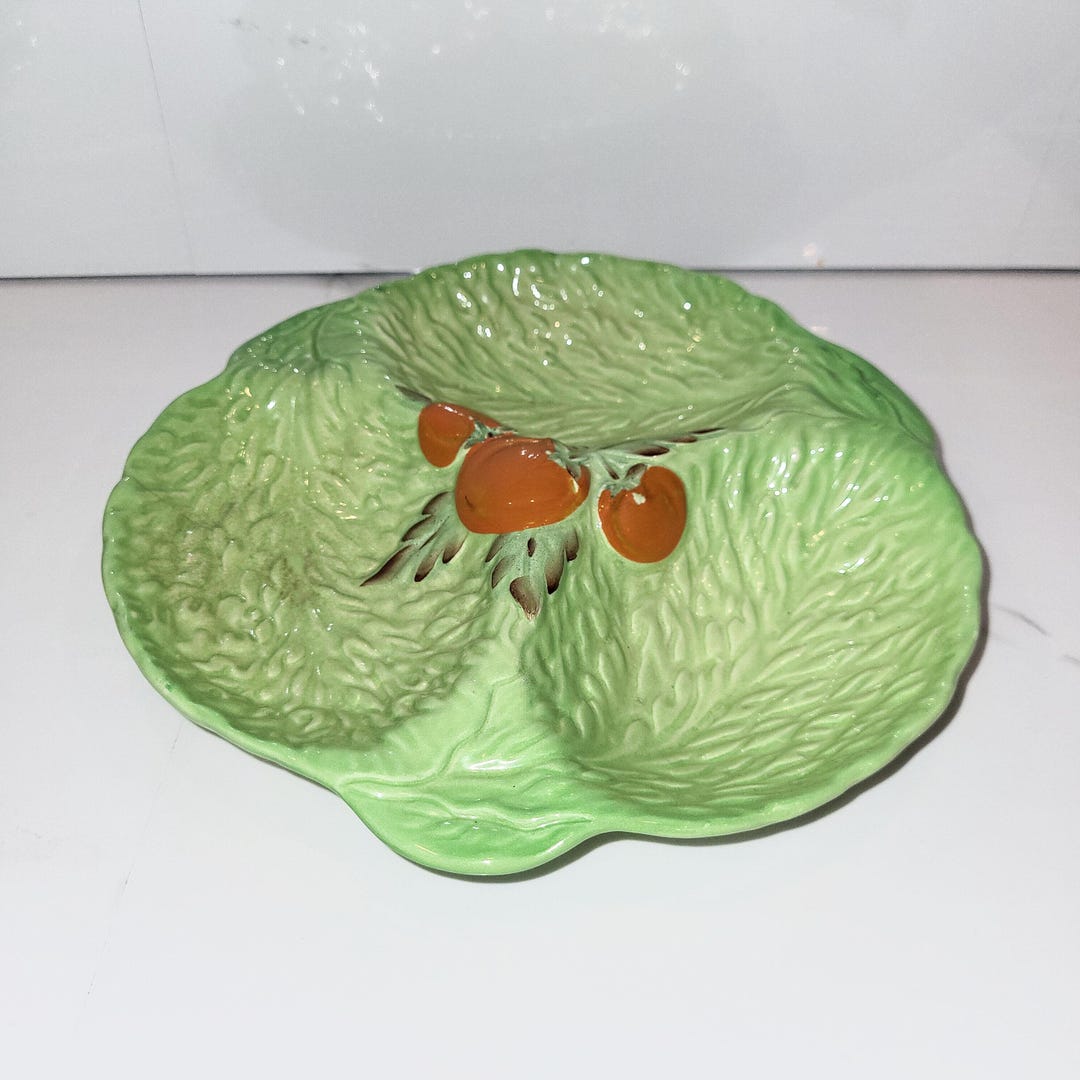 Vintage Beswick Ware Leaf Dish – Green Majolica Style Bowl With ...