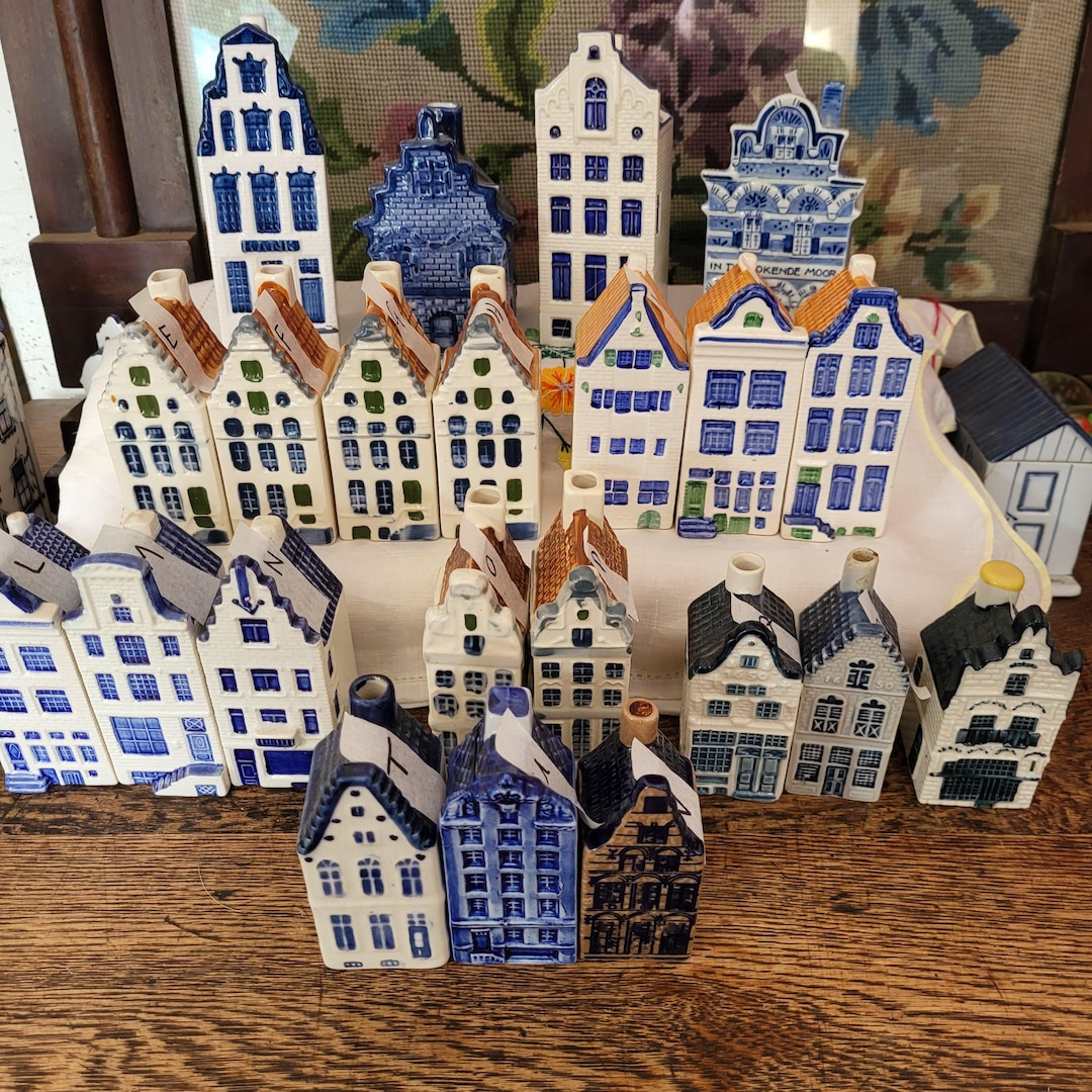 Vintage Delft Blue Houses Collection – Dutch Coin Banks, Incense ...
