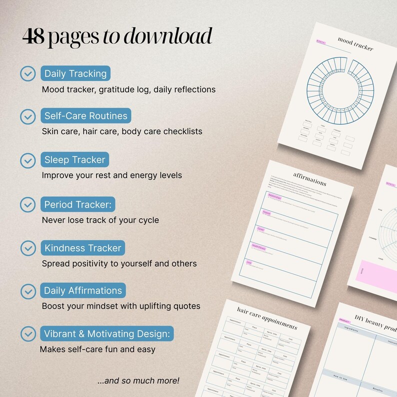 Self Care Planner Printable, Digital Mental Health Planner, Daily ...