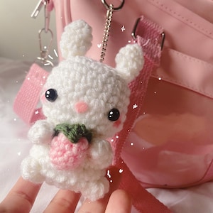 Cute Mini Crochet Bunny Plush Crochet Bunny Keychain Crochet Charm ...