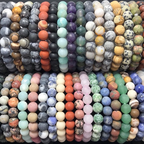 Natural Gemstone Bead Bracelet Genuine Gemstone Round Beaded - Etsy