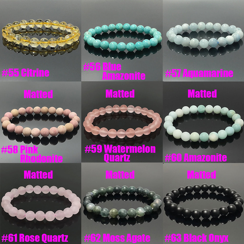 Natural Gemstone Bead Bracelet Genuine Gemstone Round Beaded - Etsy