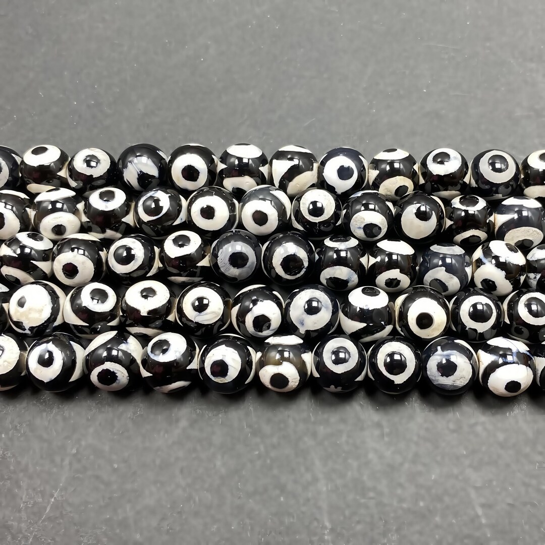 Natural Evil Eyes Black Agate Round Beads Polish Agate Beads DIY for ...