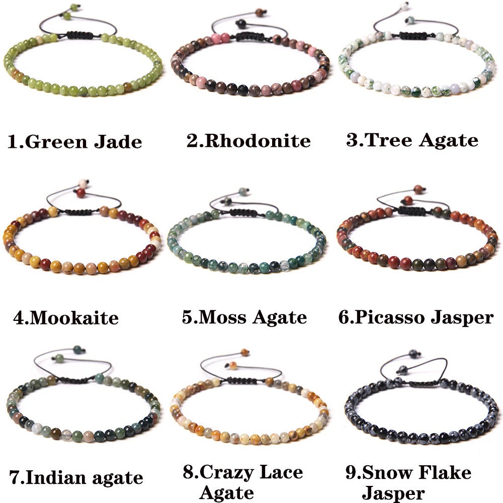 4mm Power Mini Crystal Adjustable Bracelets, Adjustable Size, Natural ...