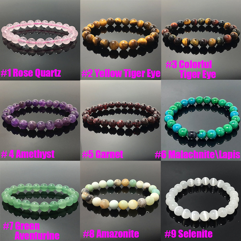 Natural Gemstone Bead Bracelet Genuine Gemstone Round Beaded - Etsy