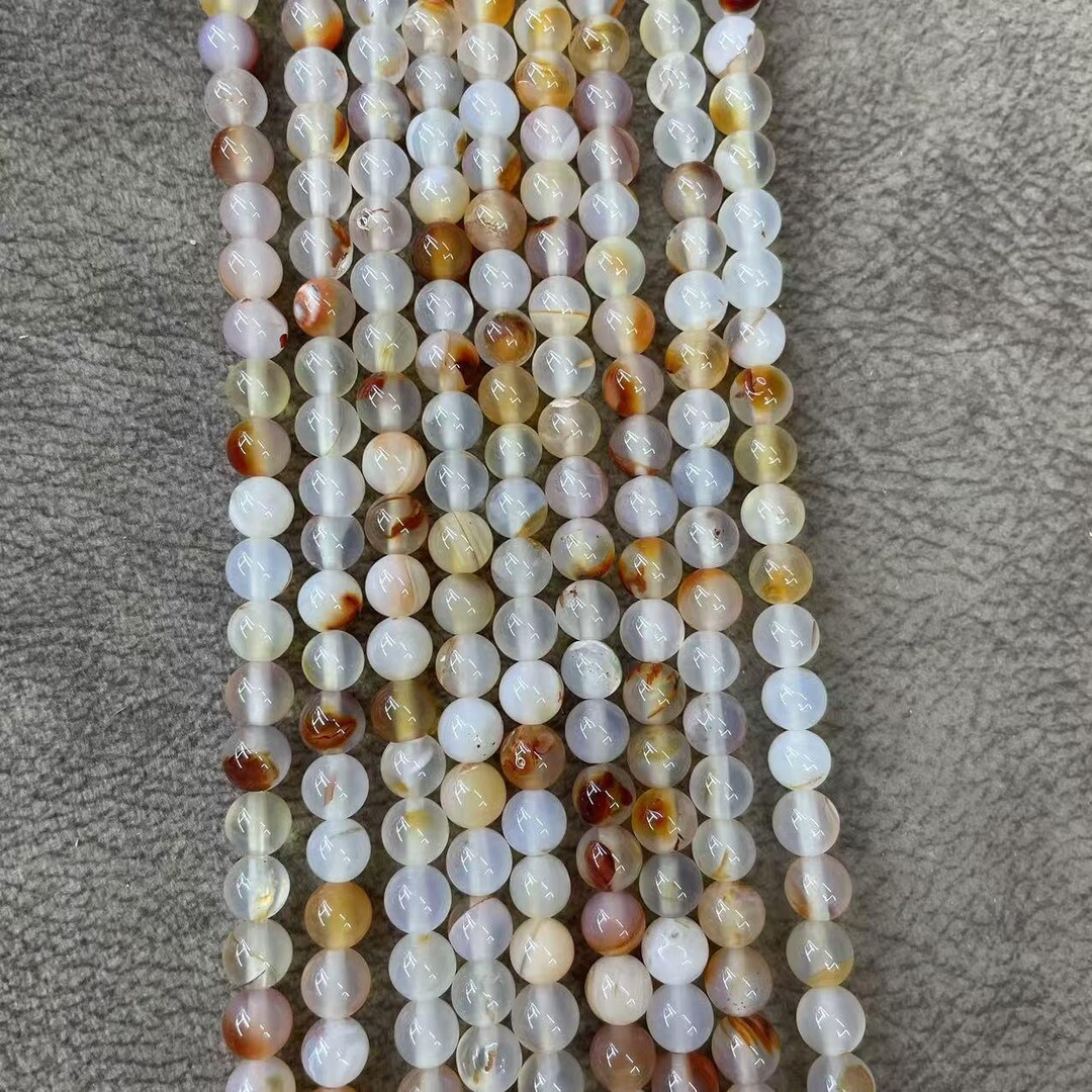 Natural Stone Red Flower Agates Round Beads Polish Agate Beads for ...