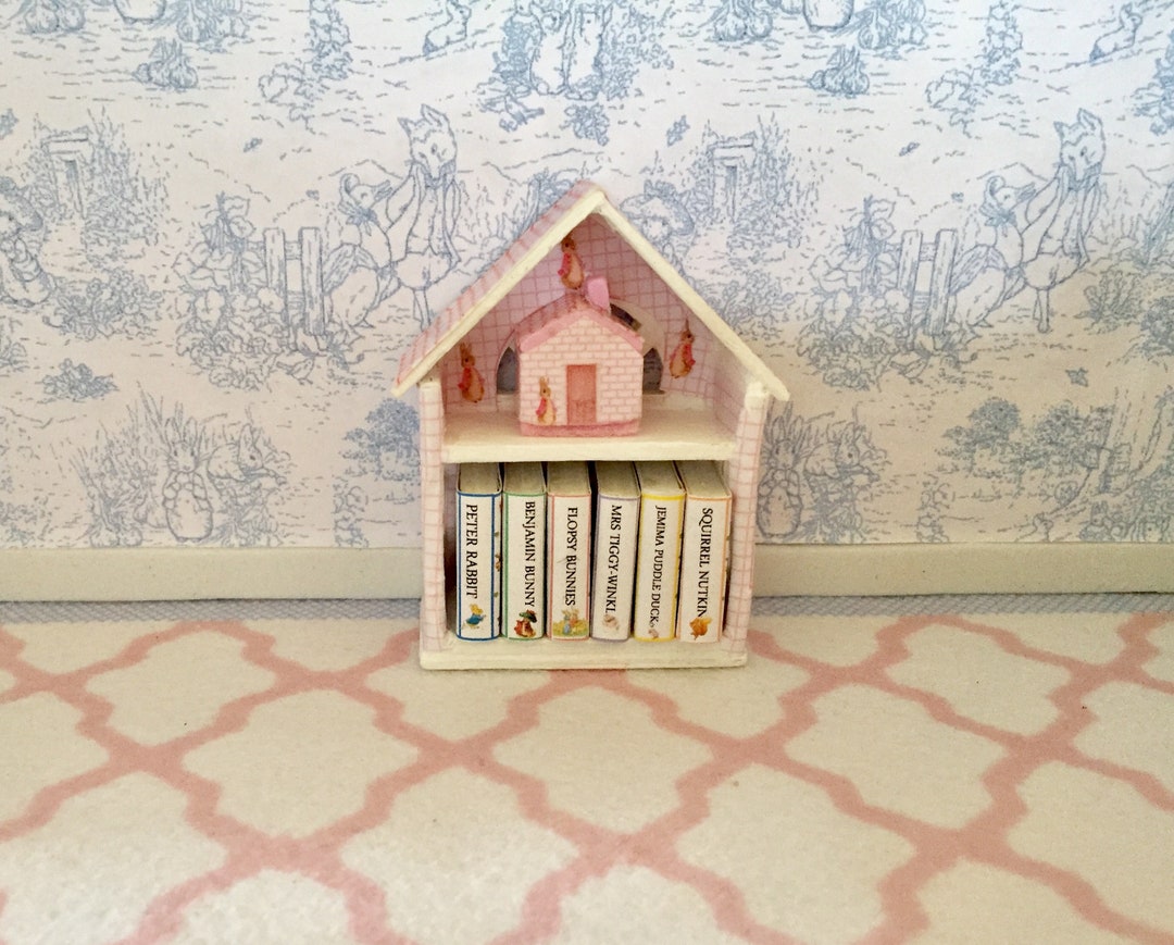 Miniature Flopsy Bunny Bookcase 1:12 Scale With Peter Rabbit Books - Etsy