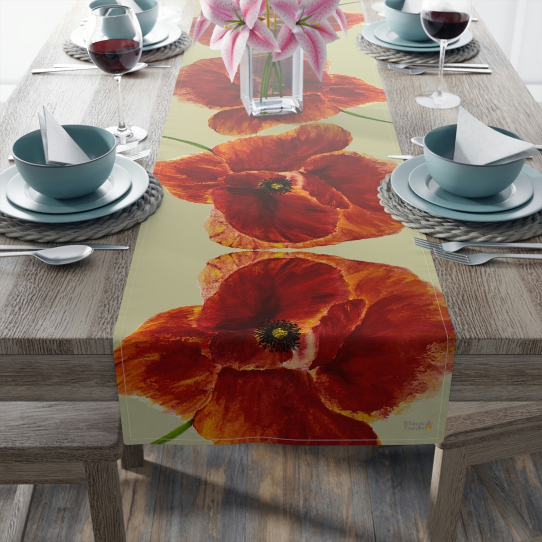 Poppy Table Runner cotton or Poly Available in Two Lengths - Etsy