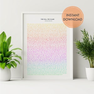 Printable Amanda Gorman Poem, the Hill We Climb Amanda Gorman Wall Art ...