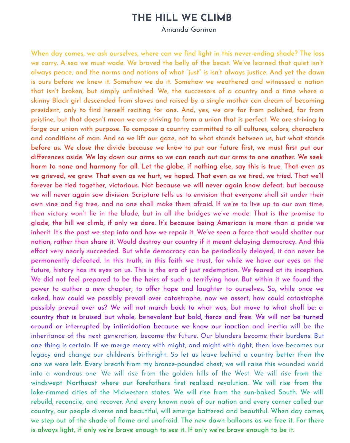 The Hill We Climb Digital Download Amanda Gorman Poem | Etsy