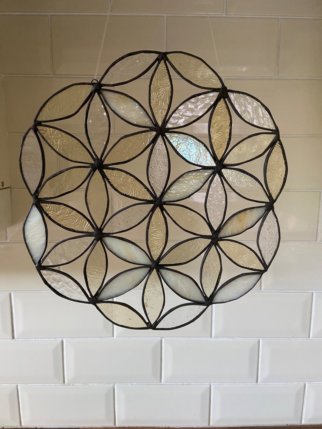 Shades of Yellow Stained Glass ‘flower of Life’ Window Decoration ...