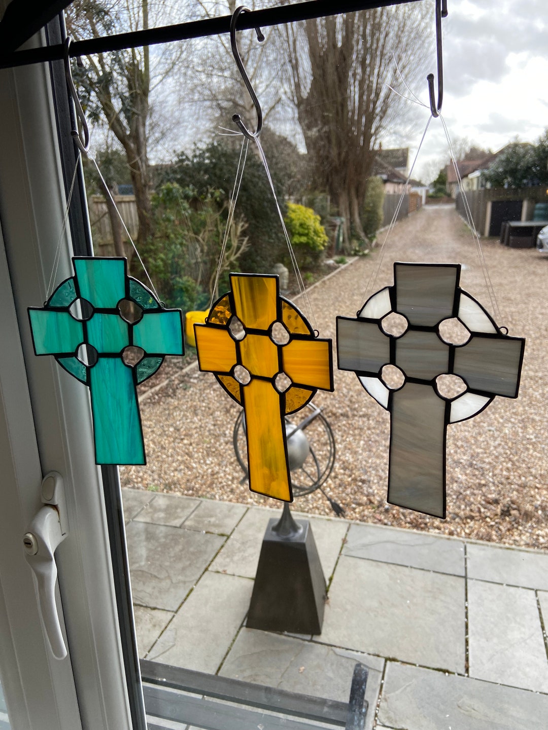 Stained Glass Celtic Cross Window Hanging Decoration Suncatcher - Etsy