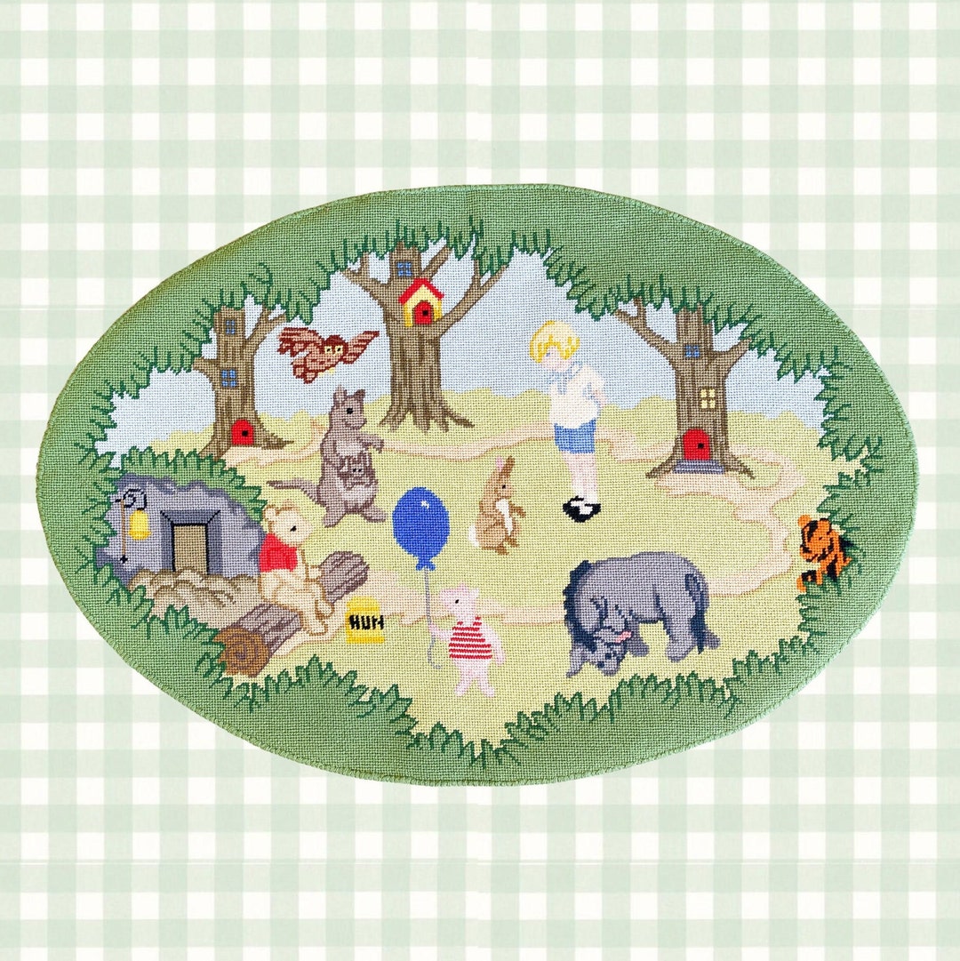 Vintage Handmade Winnie the Pooh Needlepoint Rug Wall Hanging - Etsy