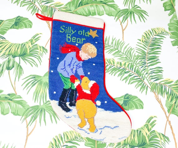 Vintage Winnie the Pooh Needlepoint Christmas Stocking Silly - Etsy