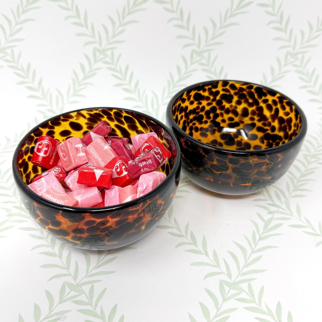 Tortoise Shell Glass Tidbit Bowls, Set of 2 - Etsy