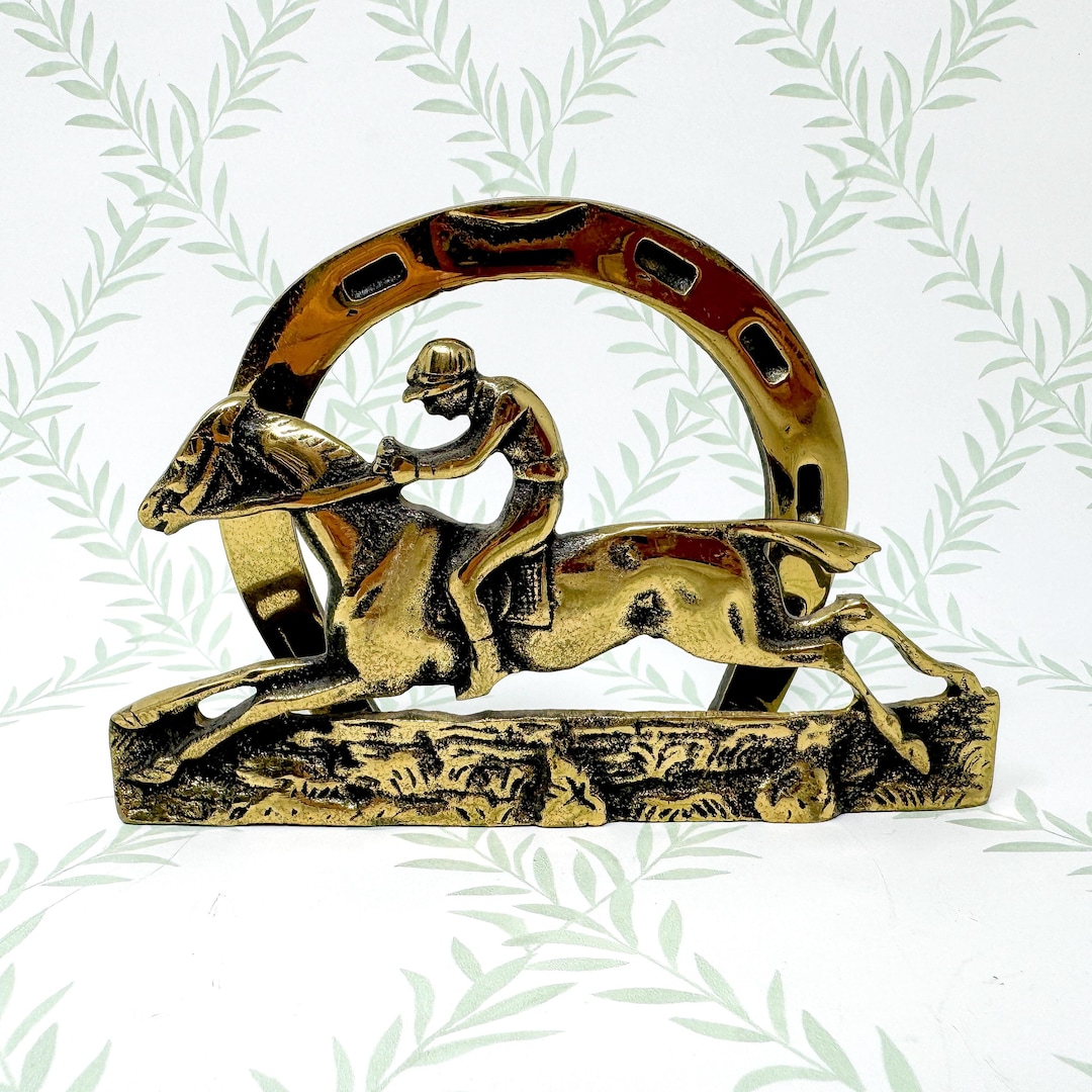Vintage Brass Horse and Jockey Letter Mail Holder - Etsy