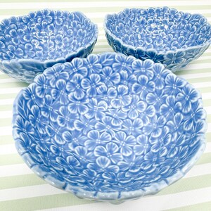 Set of 3 Blue Hydrangea Tidbit Bowls - Etsy