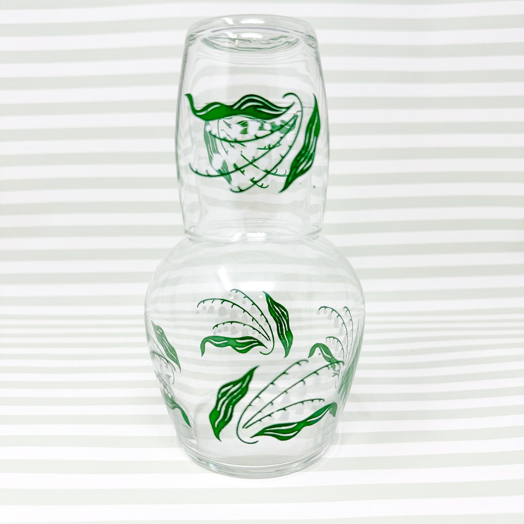 Vintage Lily of the Valley Glass Tumble up Set Carafe and Cup - Etsy