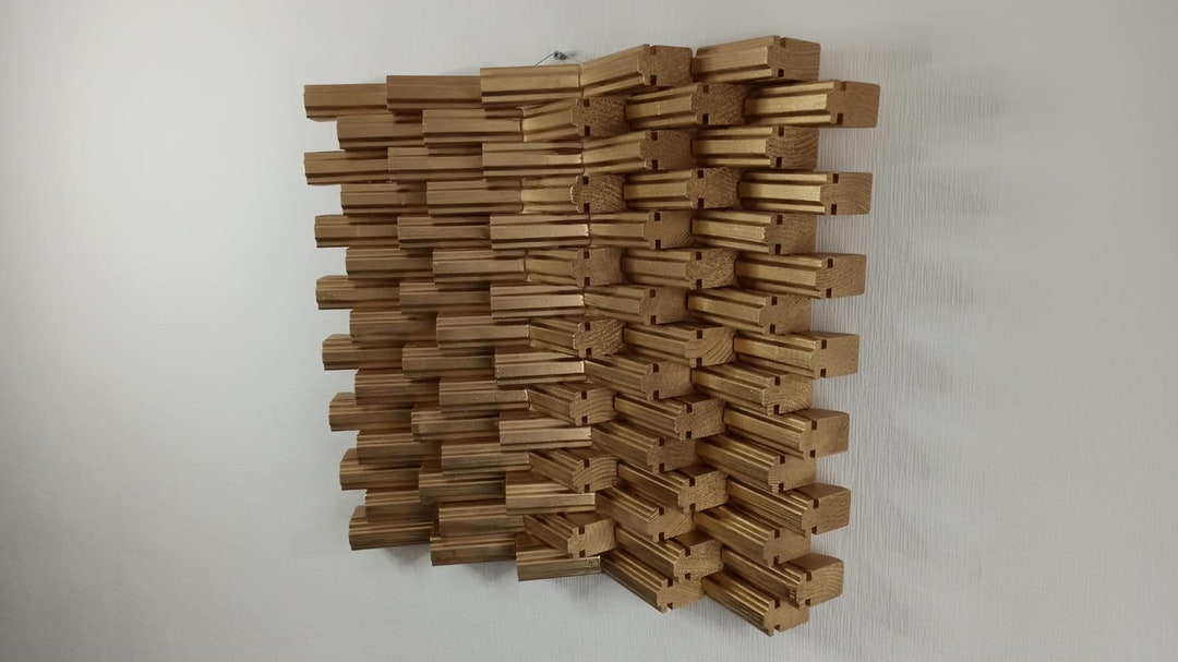 Handmade Sound Diffuser "golden Triangles". 3D Wooden Mosaic. - Etsy