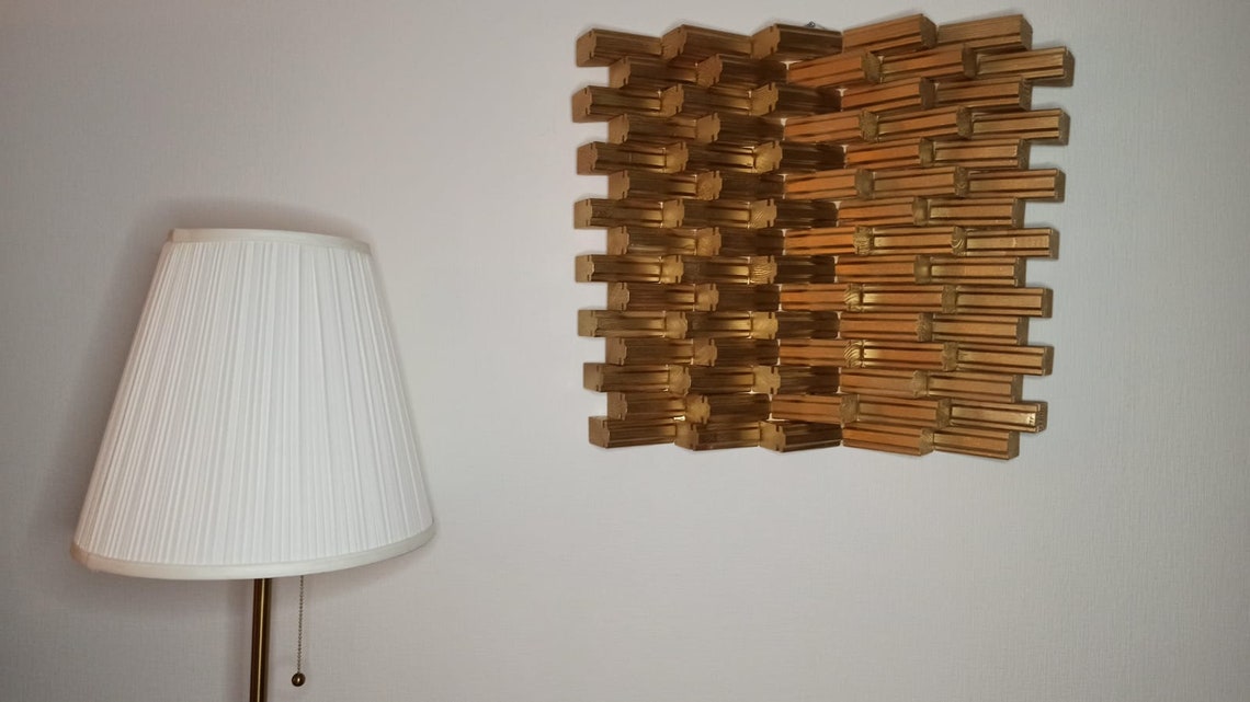 Handmade Sound Diffuser golden Triangles. 3D Wooden Mosaic. - Etsy