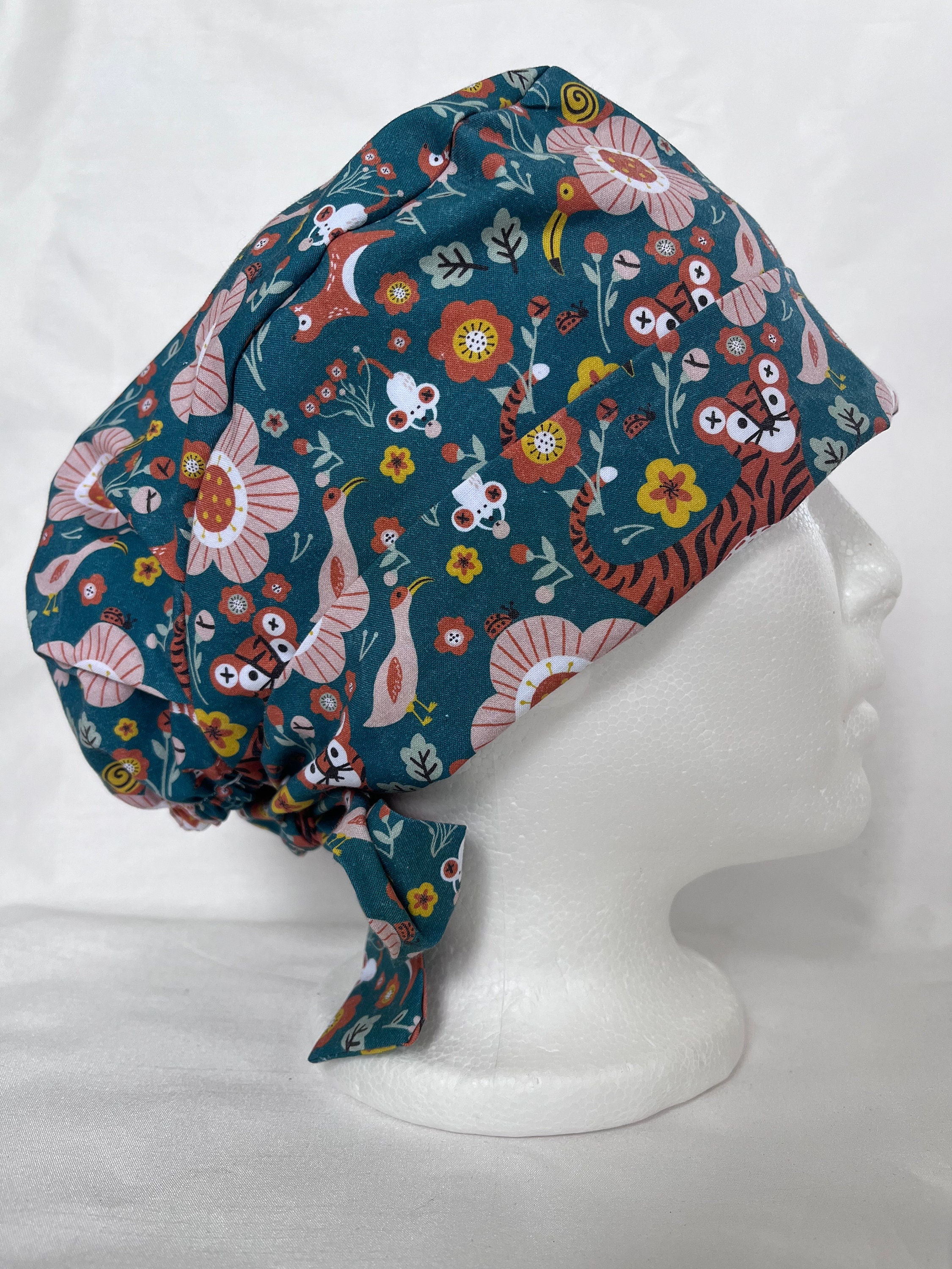 Green Tiger Jungle Surgical Scrub Cap. Womens Scrub Hat. Made - Etsy