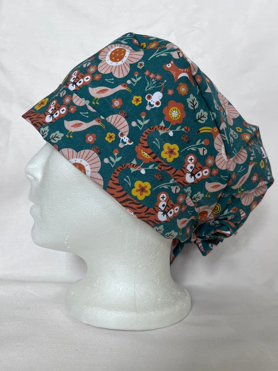 Green Tiger Jungle Surgical Scrub Cap. Womens Scrub Hat. Made - Etsy