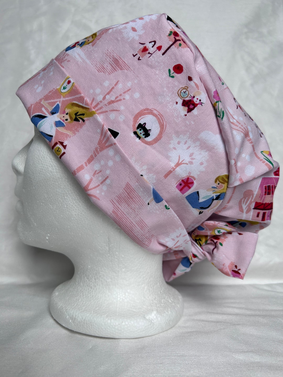 Scrub Cap. Alice in Wonderland on Pink. Scrub Hat for Surgeons, Nurses ...