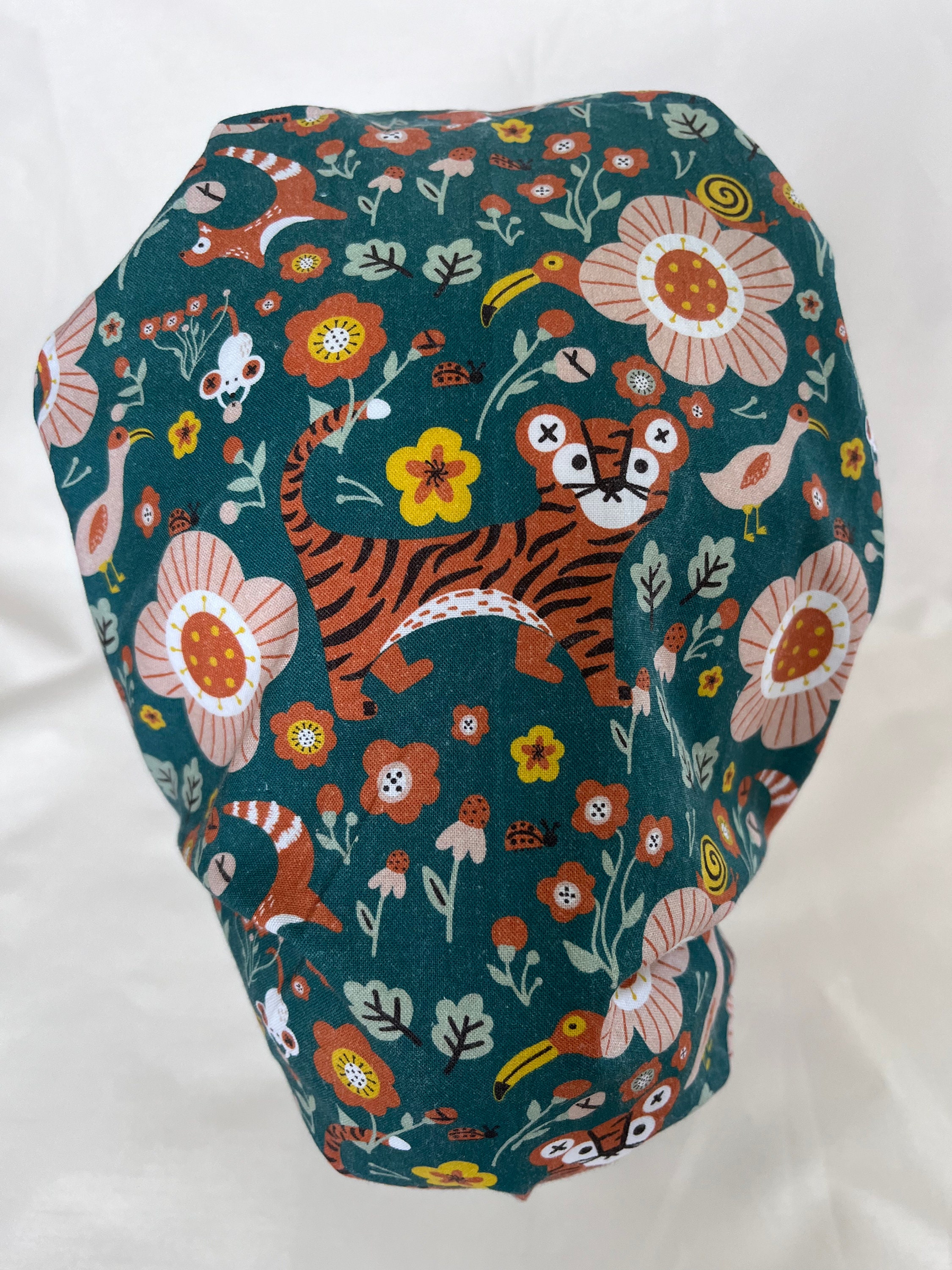 Green Tiger Jungle Surgical Scrub Cap. Womens Scrub Hat. Made - Etsy