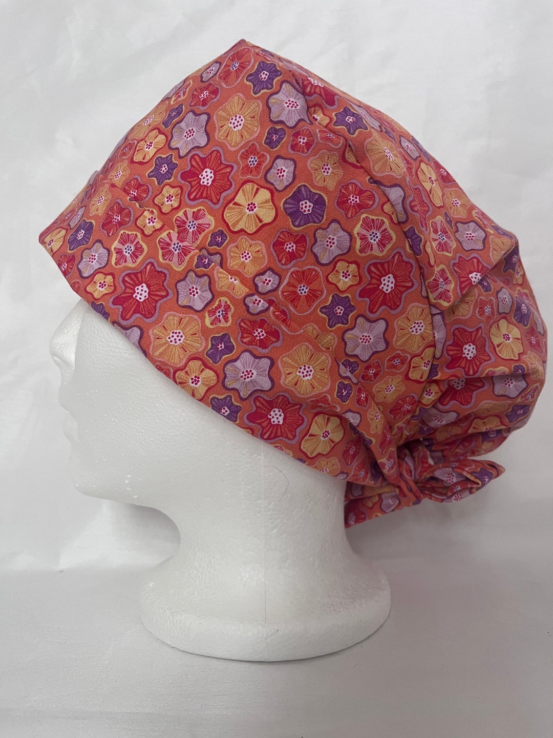 Orange Scrub Cap. Nurse & Surgeon Scrub Hat. Pleated Pixie Back for ...