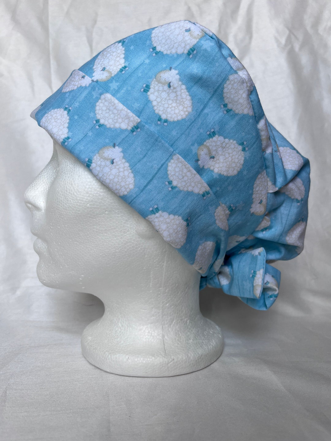 Sheep Scrub Hat. Surgical Scrub Cap for Women. Pleated Pixie Style ...