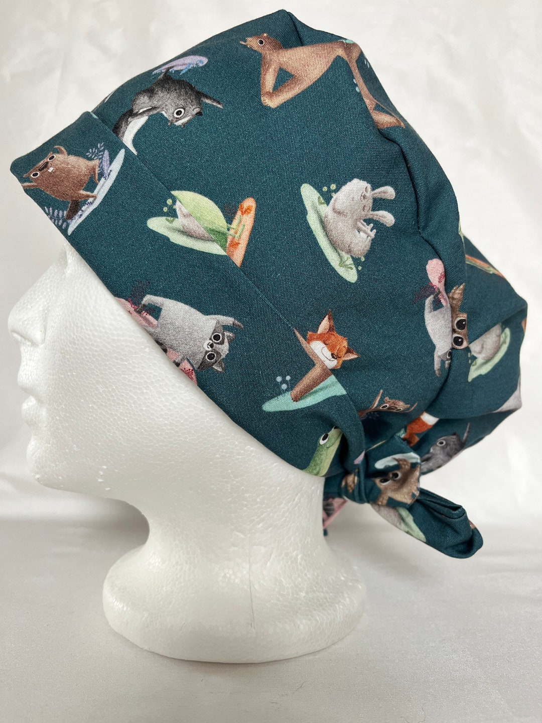 Yoga Surfer Forest Animals Surgical Scrub Hat. Women's Scrub Hat ...