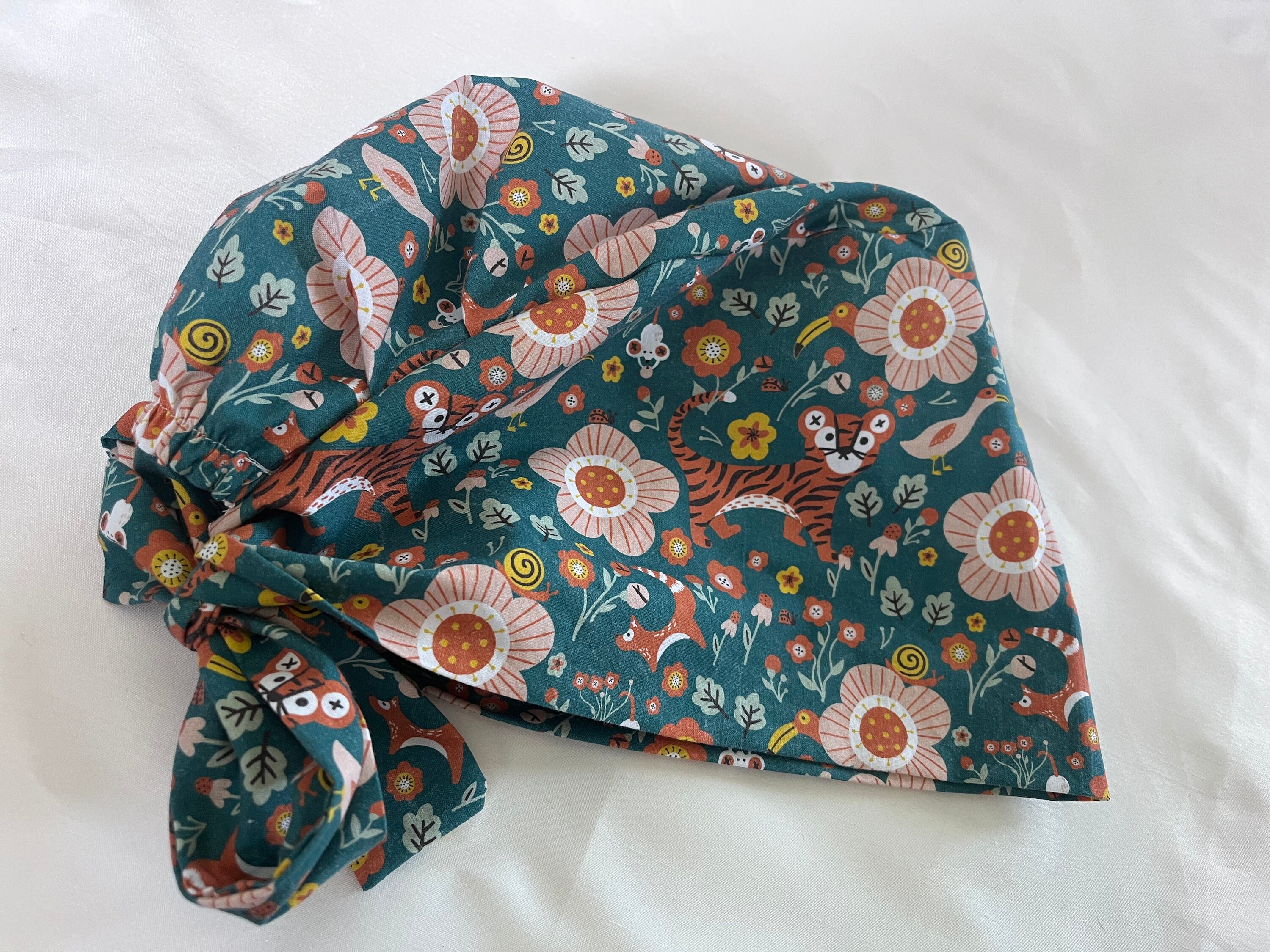 Green Tiger Jungle Surgical Scrub Cap. Womens Scrub Hat. Made - Etsy