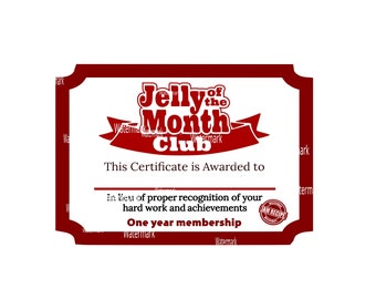 Jelly of the Month Club Certificate Png - Etsy
