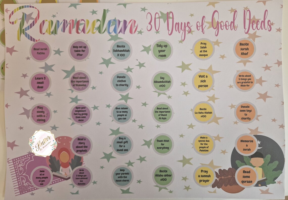 Ramadan Good Deeds Chart, Ramadan Activity Calender, Kids Ramadan ...
