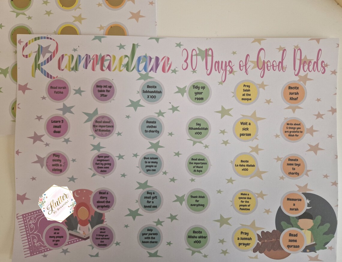 Ramadan Good Deeds Chart, Ramadan Activity Calender, Kids Ramadan ...