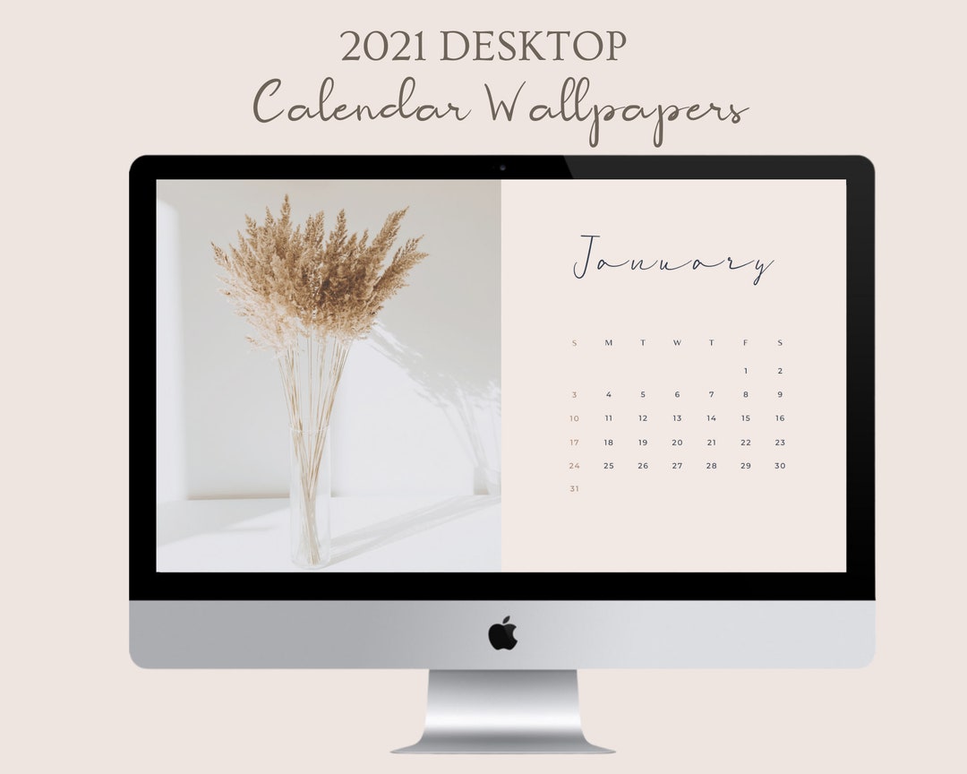 2021 Calendar Desktop Wallpaper Minimalist Computer - Etsy España
