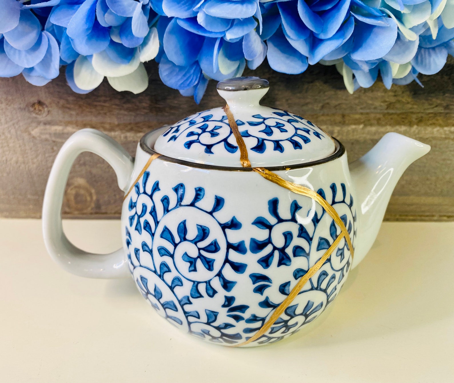 Kintsugi Teapot Kintsugi Blue and White Teapot Kintsugi - Etsy