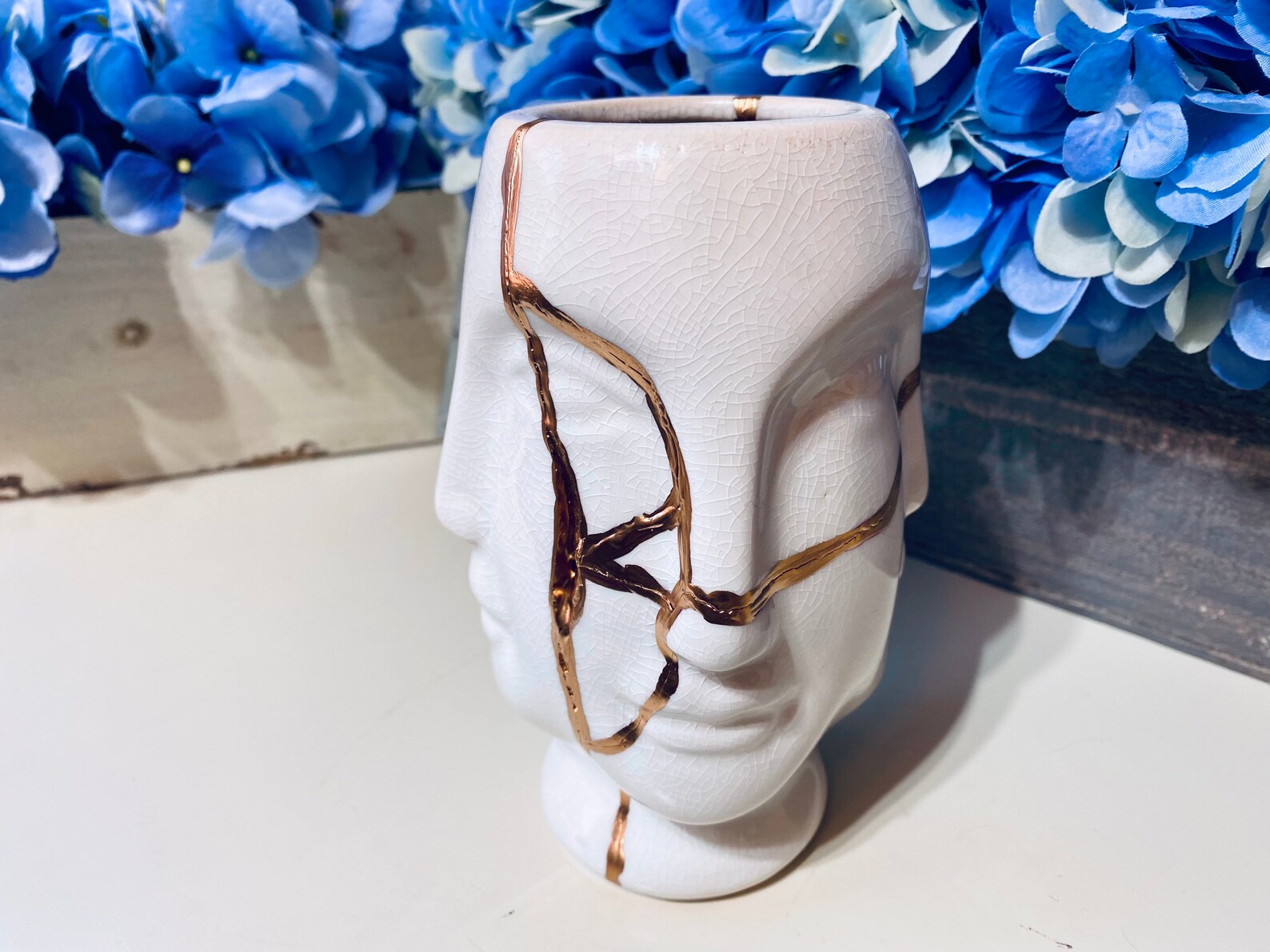 Kintsugi Face Vase Kintsugi Pottery Minimalist Wedding - Etsy