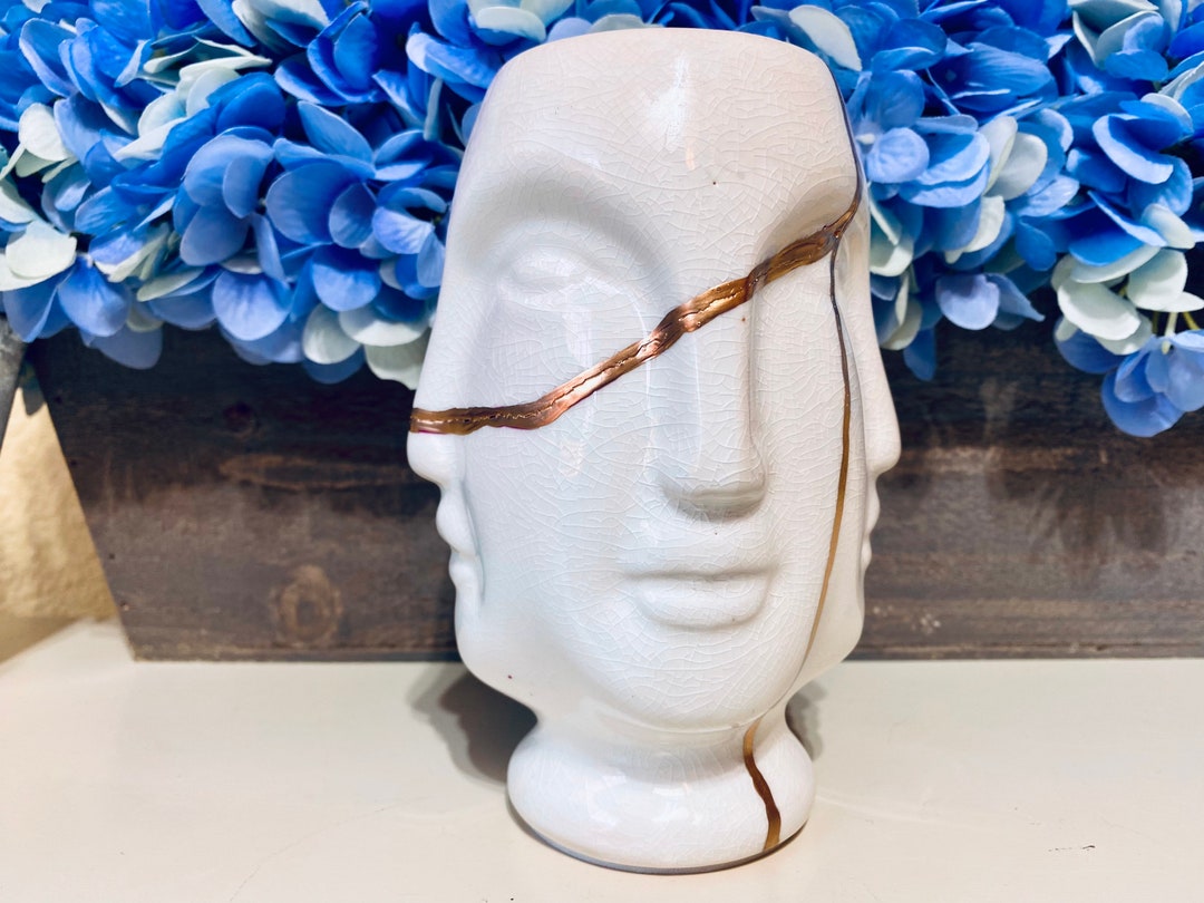 Kintsugi Face Vase, Kintsugi Pottery, Minimalist, Wedding Ceramics ...