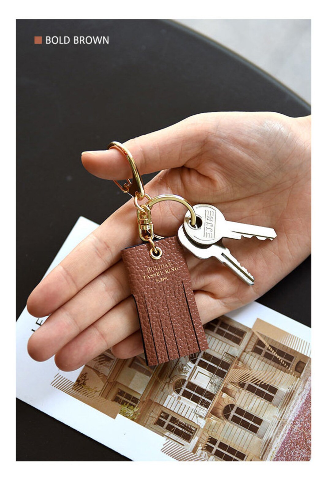 Leather Tassel Ring / Travel Name Tag / Key Ring / Hidden Name Tag ...