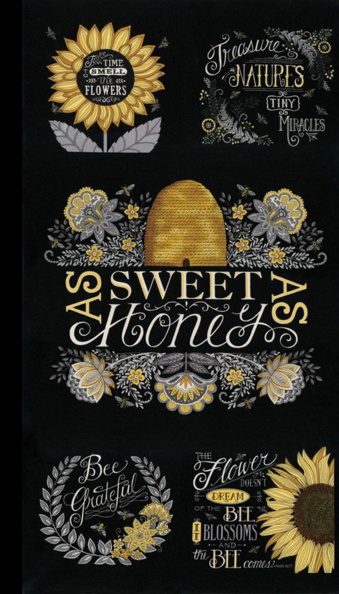 Moda - BEE GRATEFUL - Quilt PANEL by Deb Strain 19960 - 14 Sunflower ...